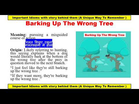 Meaning of Idiom Barking Up The Wrong Tree with the story behind it explained in Hindi