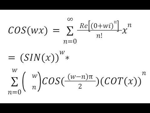 Wavelength of De Moivre's Cosine using Taylor IMPOWER SERIESSUM COT SIN COMBIN COMPLEX Google Sheets