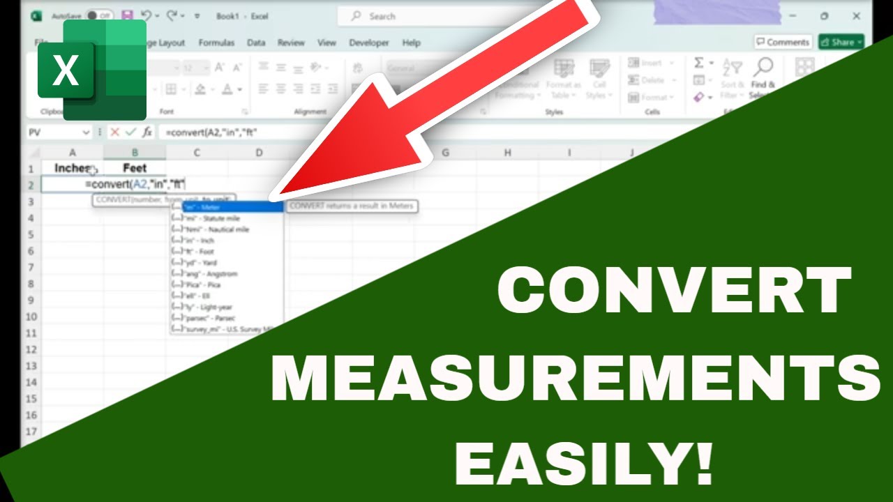 How to Automatically CONVERT MEASUREMENTS in Excel (Easy Convert Function!)