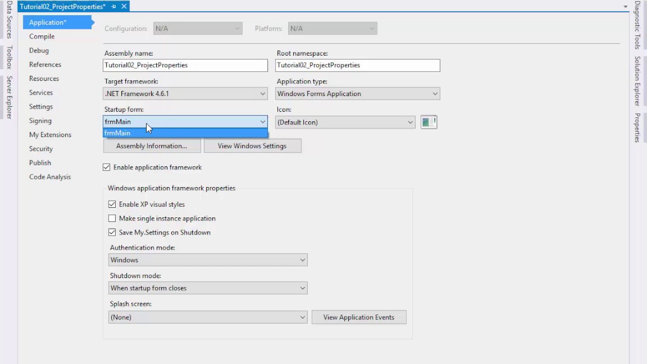 Visual Basic Tutorial 2 - Project Properties