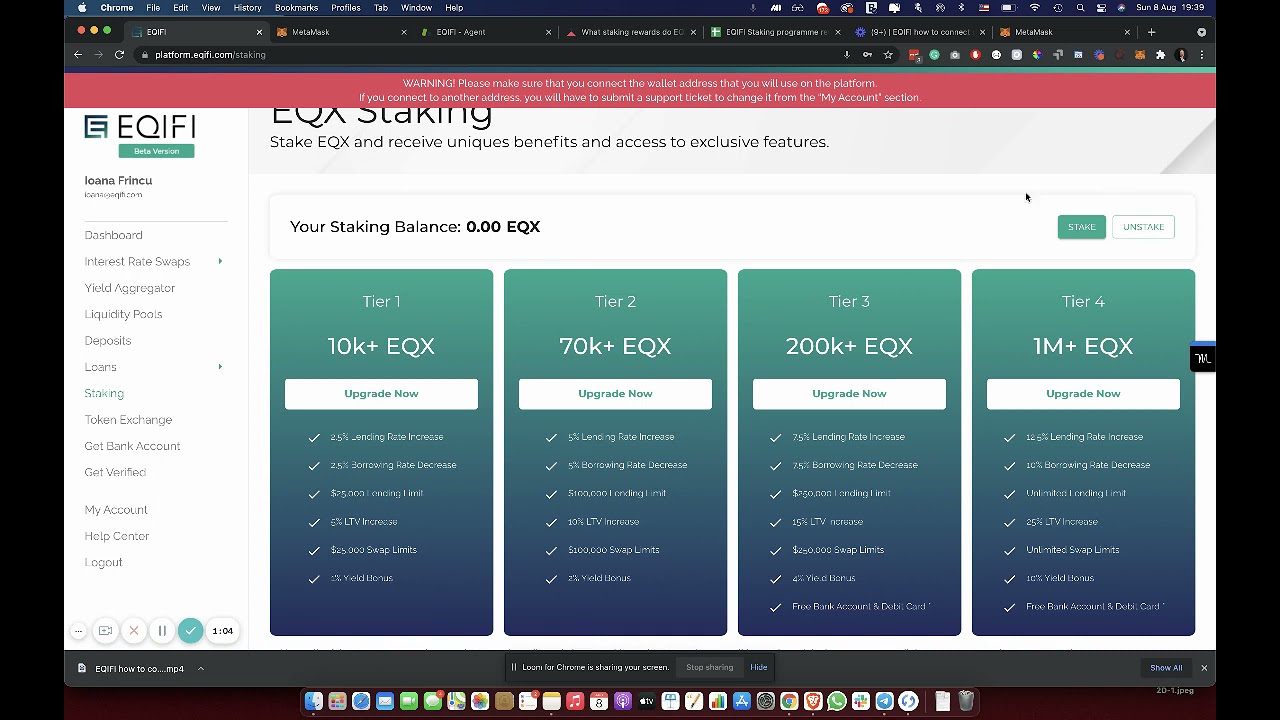 Tutorial: How to stake EQX