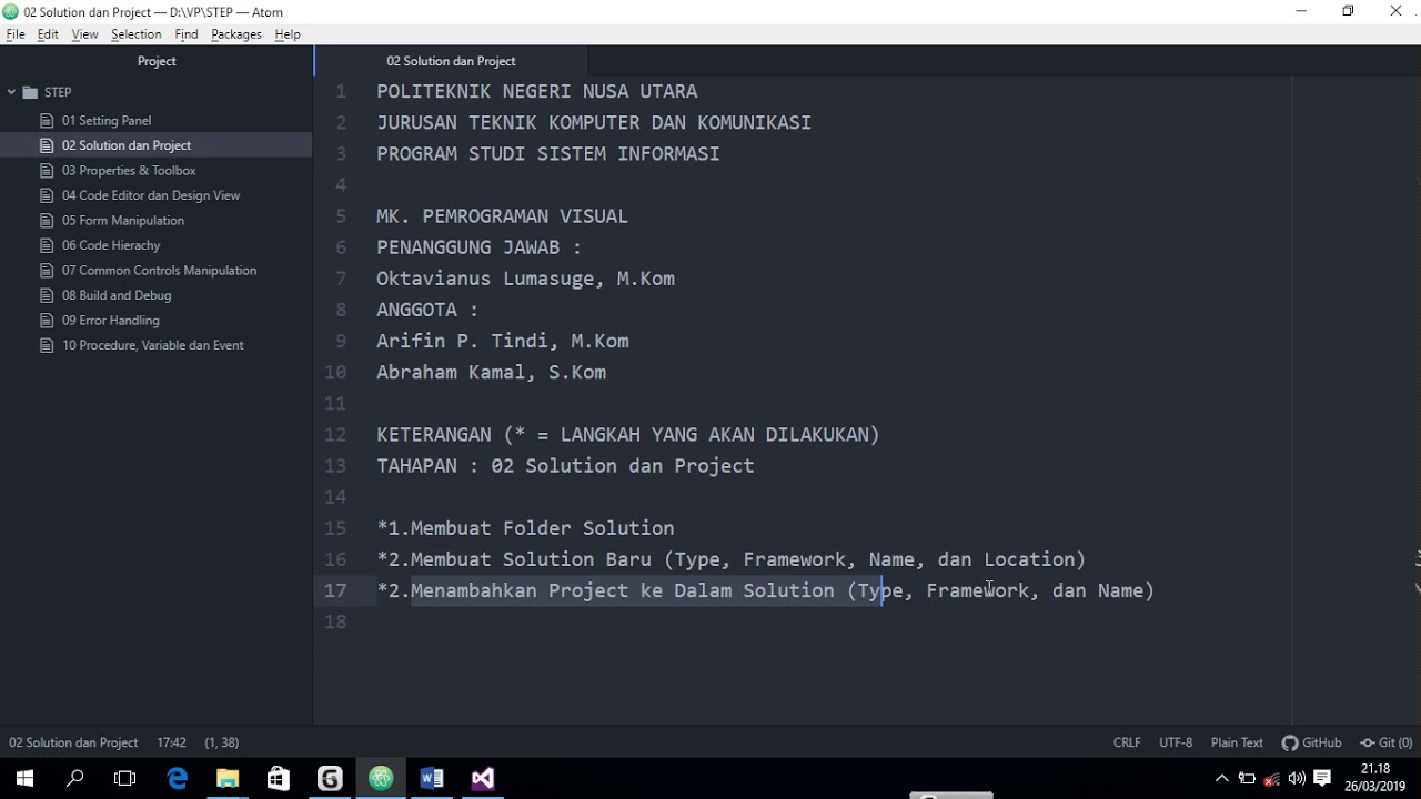 Kuliah VB .NET - 02 Solution dan Project (Pemrograman Visual)