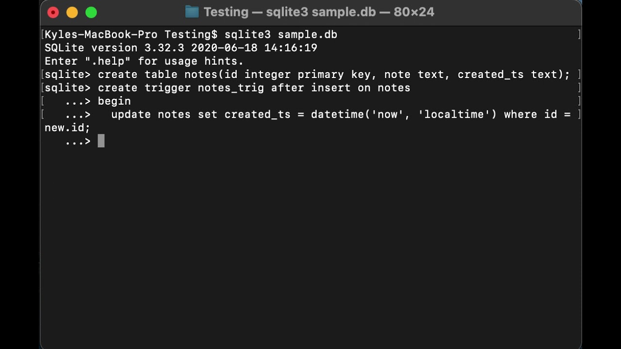 SQLite | Create a Trigger