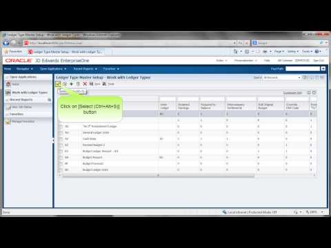 Accessing Ledger Type Master Setup - JDE E1 91 - General Accounting