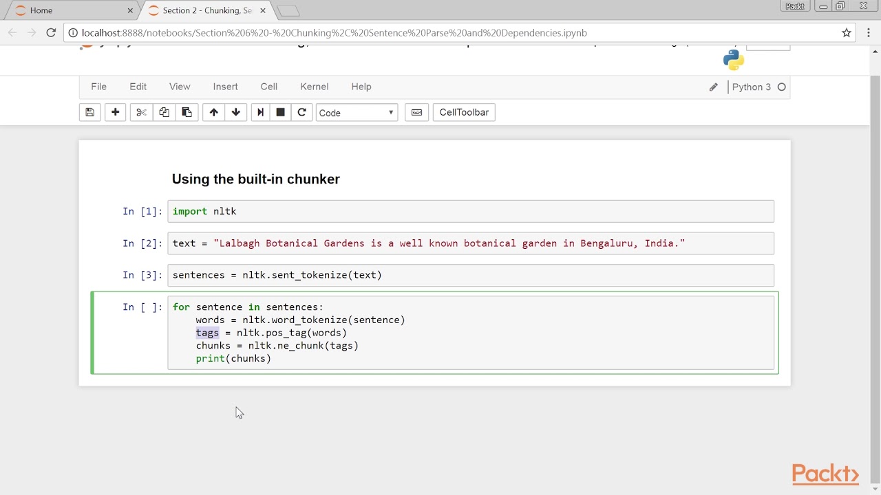 Developing NLP Applications Using NLTK in Python: Using the Built-In Chunker| packtpub.com
