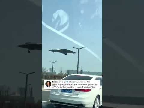 Allegedly, video of the Chinese 6th generation J-36 fighter landing after conducting a test flight.