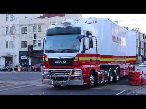 DJR Team Penske race transporter arrives at the Australian Grand Prix