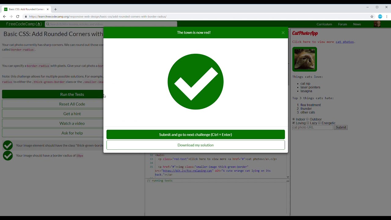 Basic CSS  Add Rounded Corners with border radius  11/44 Learn freeCodeCamp