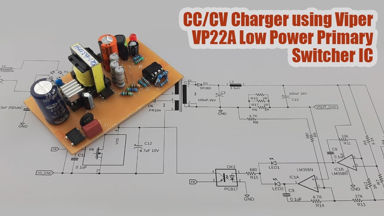 Build 12.6V, 1.3A CC/CV SMPS Circuit with Viper22A IC | Electronic Circuits