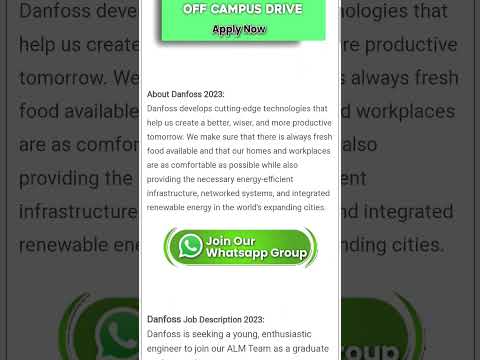 Danfoss Off Campus Fresher For Graduate Engineer Trainee #jobopportunity #freshers #hiringfreshers