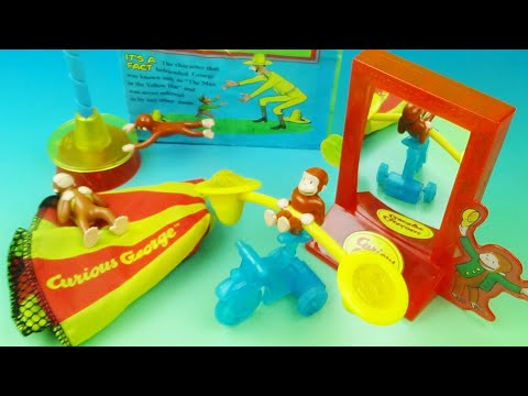 2000 CURIOUS GEORGE set of 4 WENDY'S COLLECTIBLE FIGURES VIDEO REVIEW