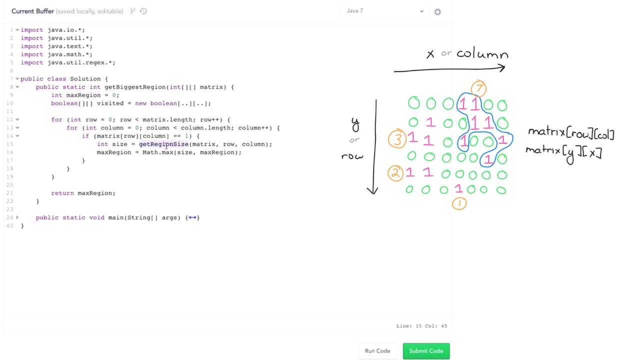 Algorithms: Solve 'Connected Cells' Using DFS