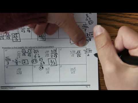 Chapter 9 Pre-Lesson: Simplifying Radicals Review