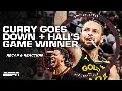 FULL REACTION: Curry injured in Game 1, Warriors win & Haliburton's game winner | SportsCenter