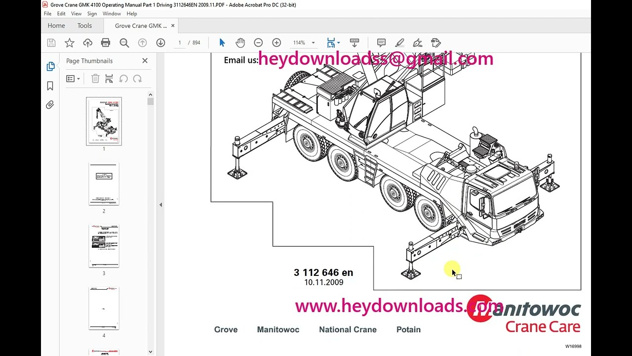 Grove Crane GMK 4100 Part 1 Driving Operating Instruction Manual