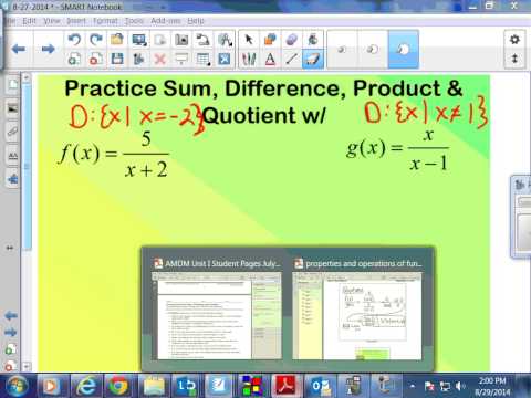 Pre Calculus Sum,Difference, Product, Quotient of Functions