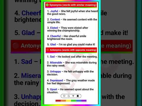 Synonyms and Antonyms | Easy English Vocabulary with Examples for Students