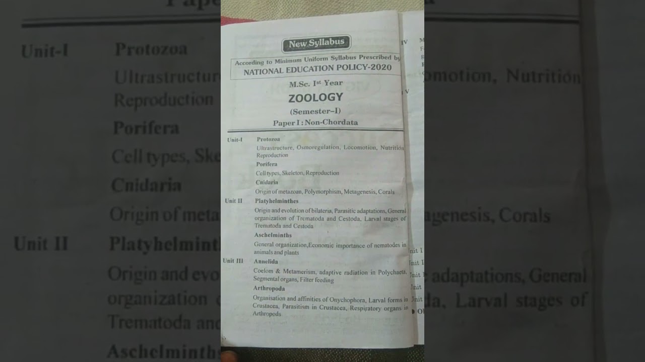 msc zoology 1st semester