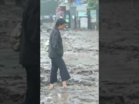 Severe flooding in Beijing after Typhoon Doksuri #shorts