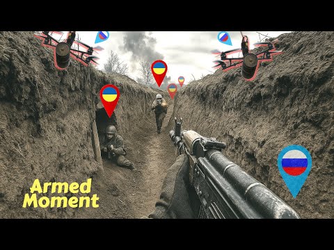 Brutal Battle Footage: 8 Ukrainian Soldiers Trapped and Eliminated in Their Trench#warzone #russia