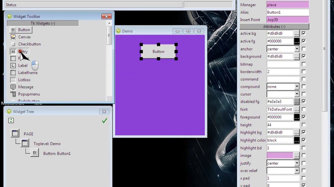 Tkinter: Page GUI Relation between button, Label & Entry Box