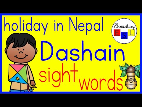 Nepali holiday Dashain: informational video for kids with sight word practice (aka Dussehra/Dashera)