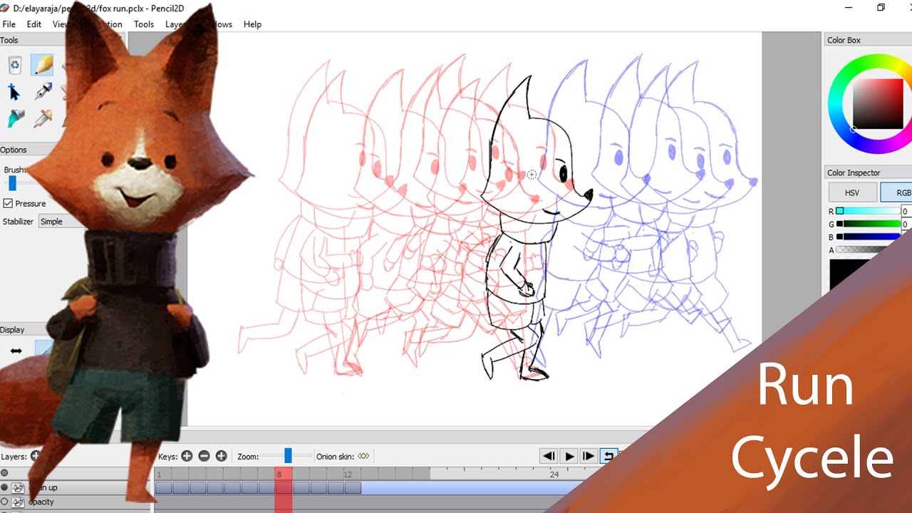 Pencil 2d animation tutorial run cycle - rosemary workshop 2