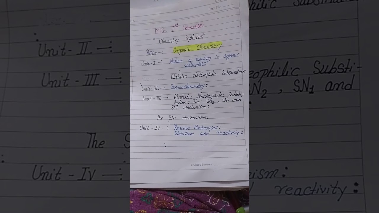 Msc.1-👉Semester Chemistry Syllabus (Organic -Chemistry)