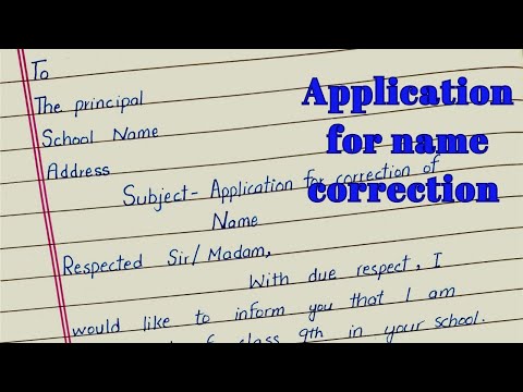 Application for Name Correction | Application to school principal for correction of name