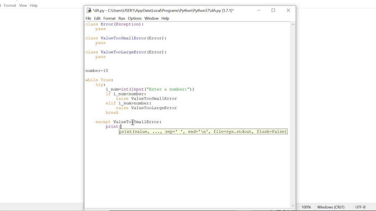 User- defined Exception Example in Python