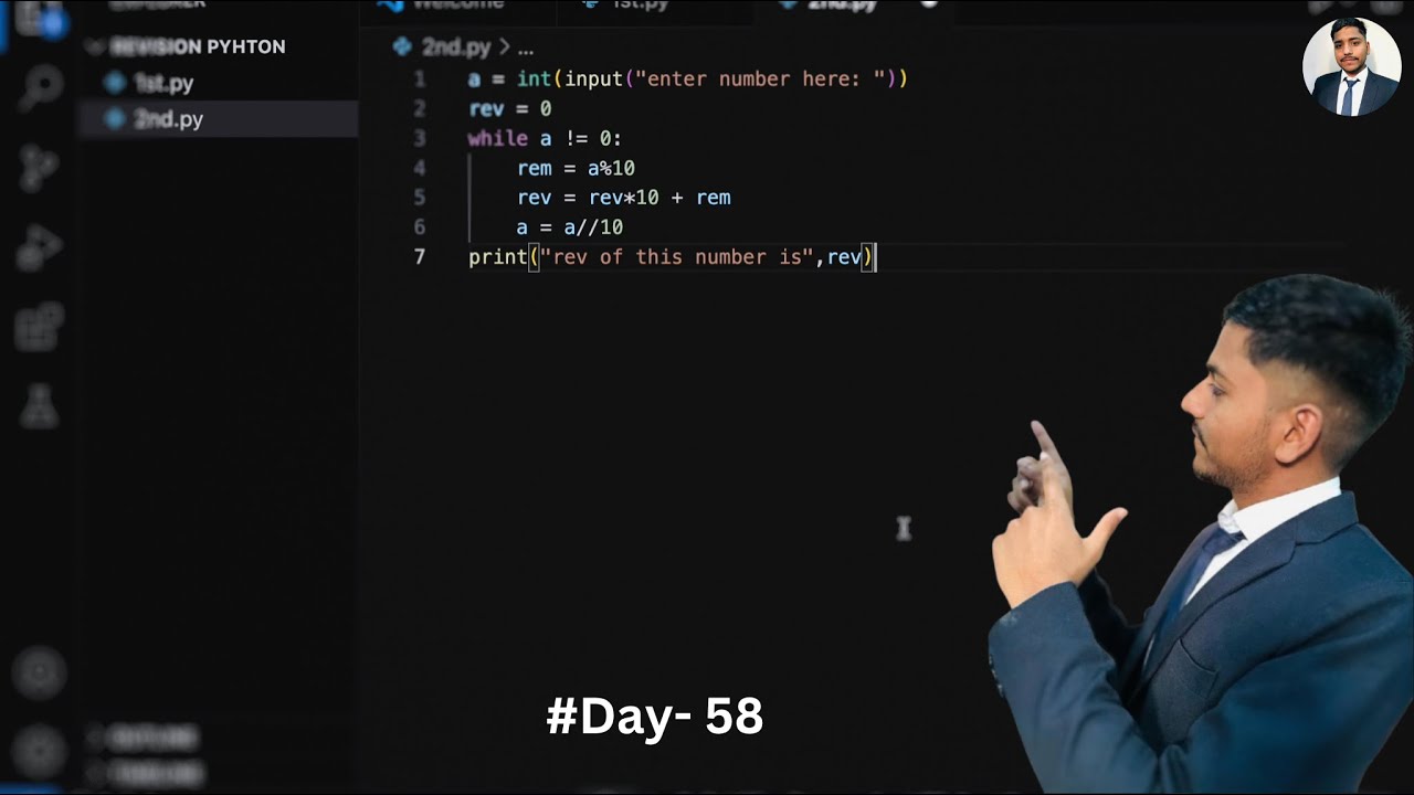 Python program to reverse a number #100daysofcode #programming #education #correctcoding #viralvideo