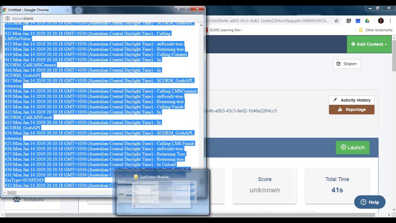 Debugging function to test SCORM files