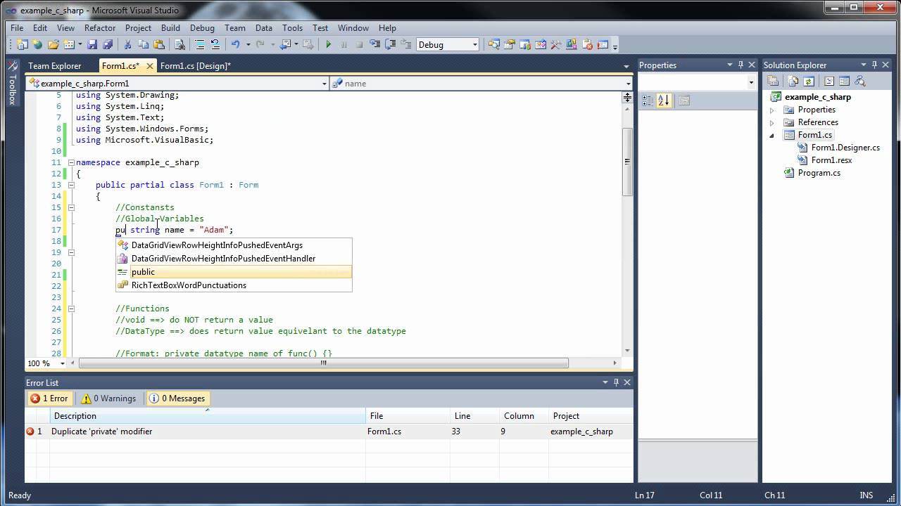 C#.Net Tutorial 10 - Functions, Parameters, and Variable Scope