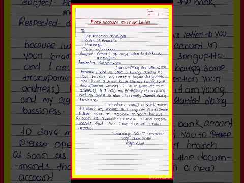 Bank account opening letter to bank manager / write an application for bank account opening letter