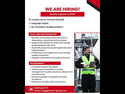 We’re #Hiring || Position: Quality Engineer (m/f/d)