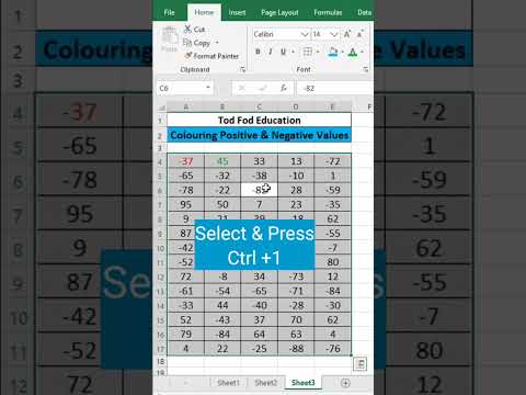 Color Positive & Negative Value in #excel #msexcel #shorts #computer #education #tricks