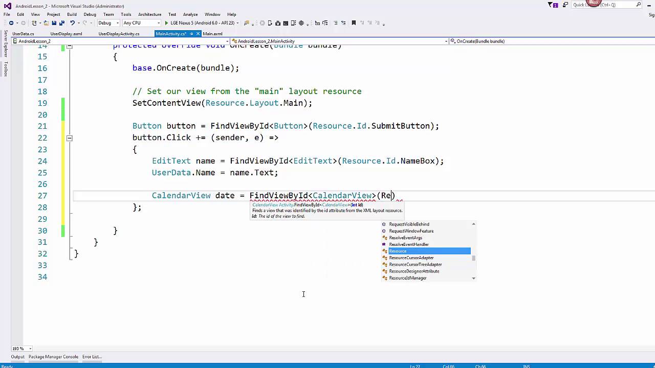 Xamarin Android Lesson2 - Input, Activities, and Intents