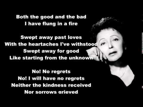 Edith Piaf - Non Je ne regrette rien English Translation