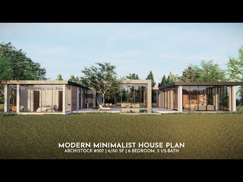 1-story Modern Minimalist Home with Swimming Pool, Spacious Backyard | 6-Bed 5.5-Bath | 6,150 sq ft