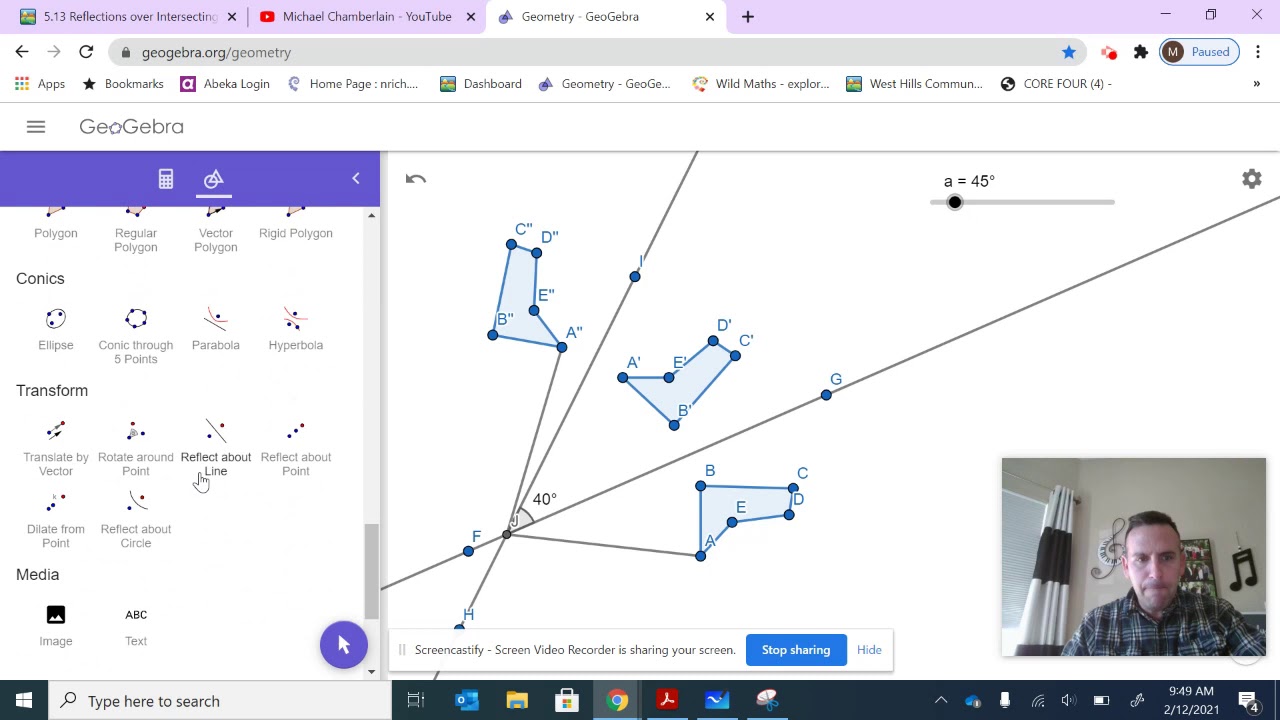 Geometry Lesson 65: Reflections over Intersecting Lines
