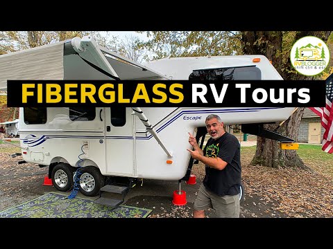 4 Small Fiberglass Camper Trailers with Bathrooms and a Lightweight Fiberglass 5th Wheel RV Too!