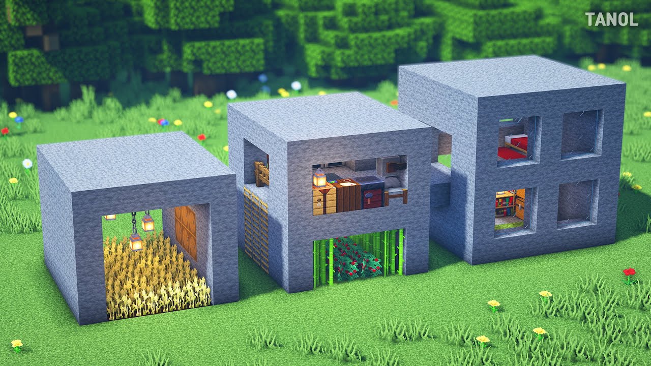 ⚒️ Minecraft : How To Build a Stone House for Survival_마인크래프트 건축 : 생존을 ...