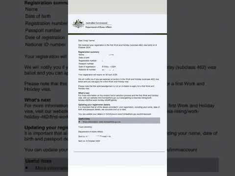 Australia work and holiday visa subclass 462