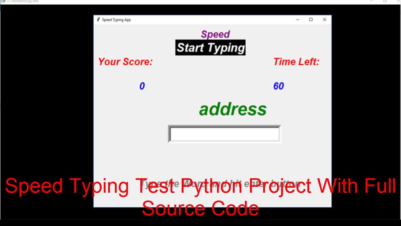 🔴 Speed Typing Test Python Project With Full Source Code | Python game for beginners