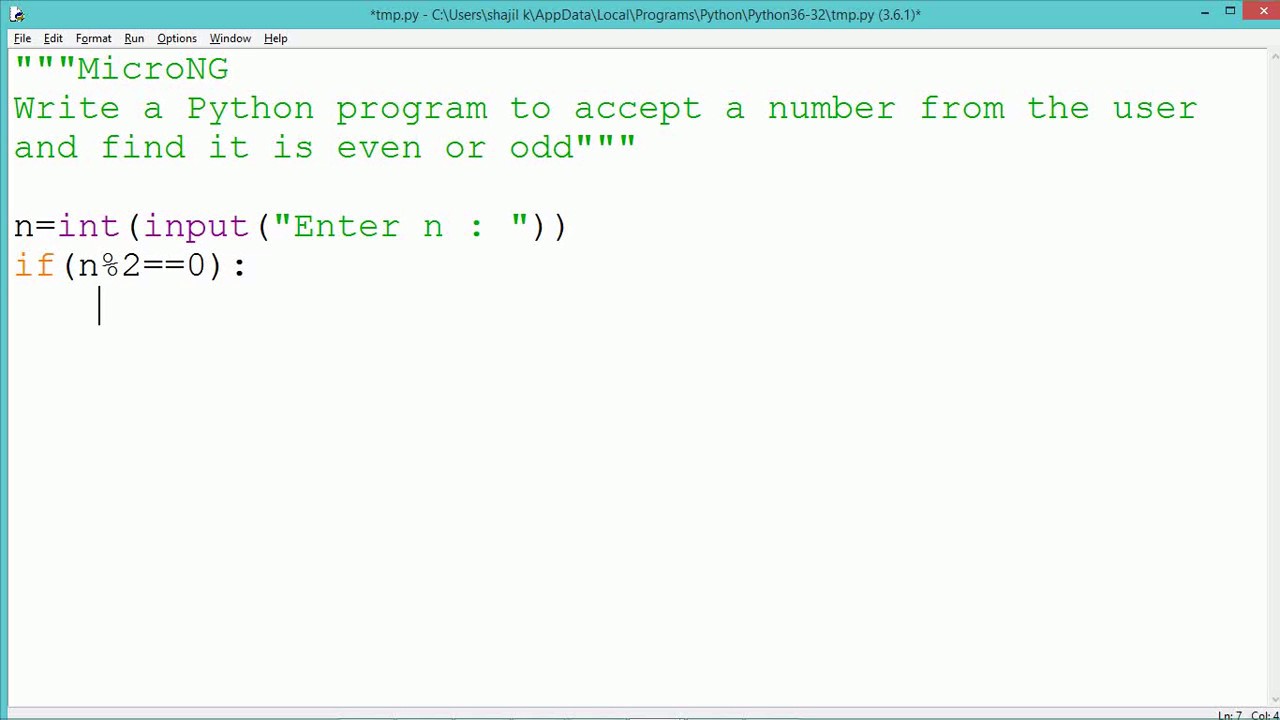 Python Program even/odd
