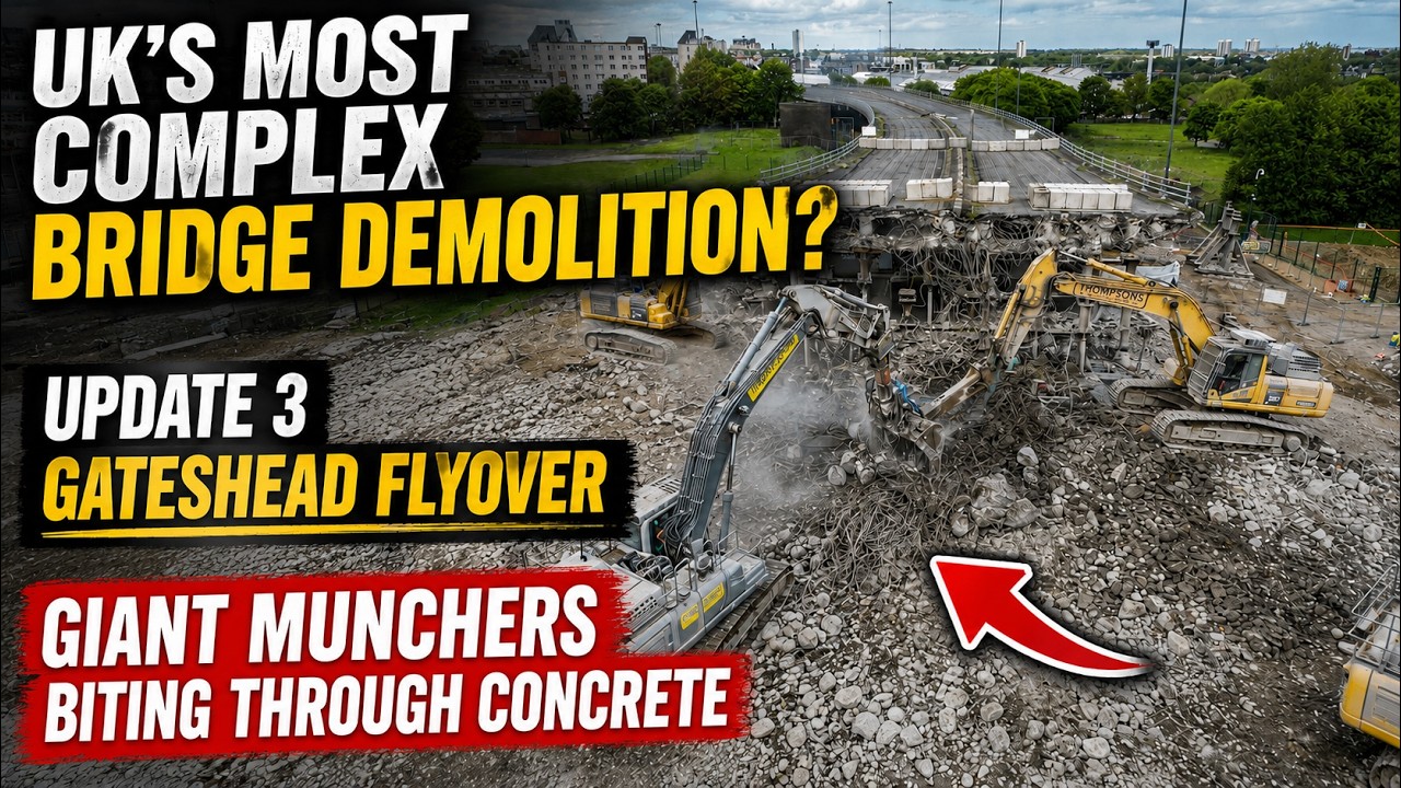 Gateshead Flyover Demolition Update 3 - Biting Through Concrete