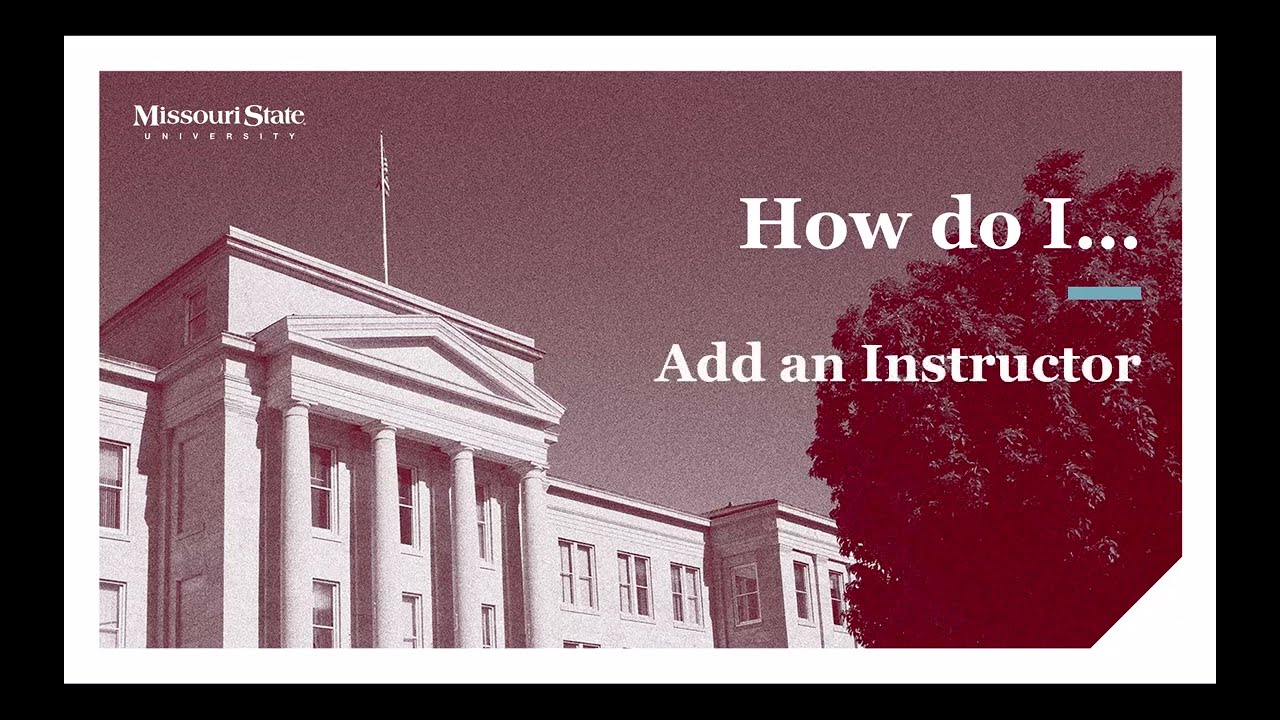 Adding an Instructor