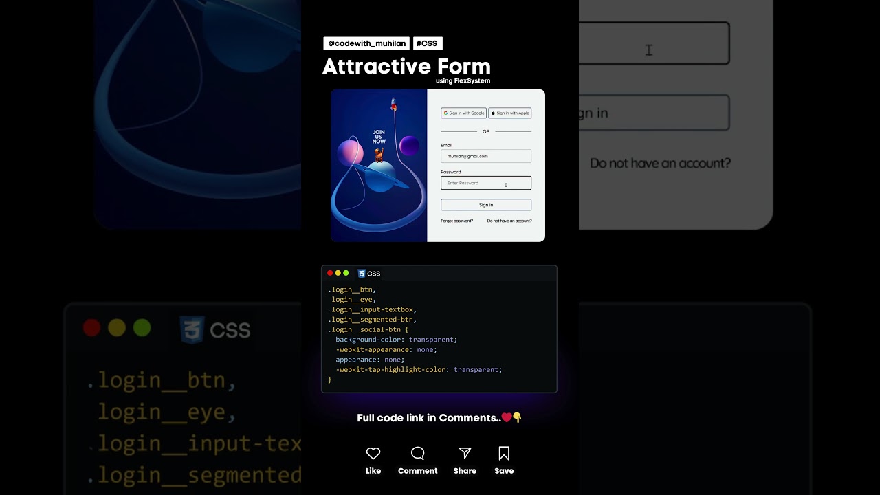 Attractive Form using Flex #css #coding #form #Website #frontenddeveloper #modernwebdesign