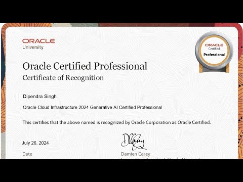 Oracle Cloud Infrastructure 2024 Generative AI Professional Free Certification| Final answer Oracle