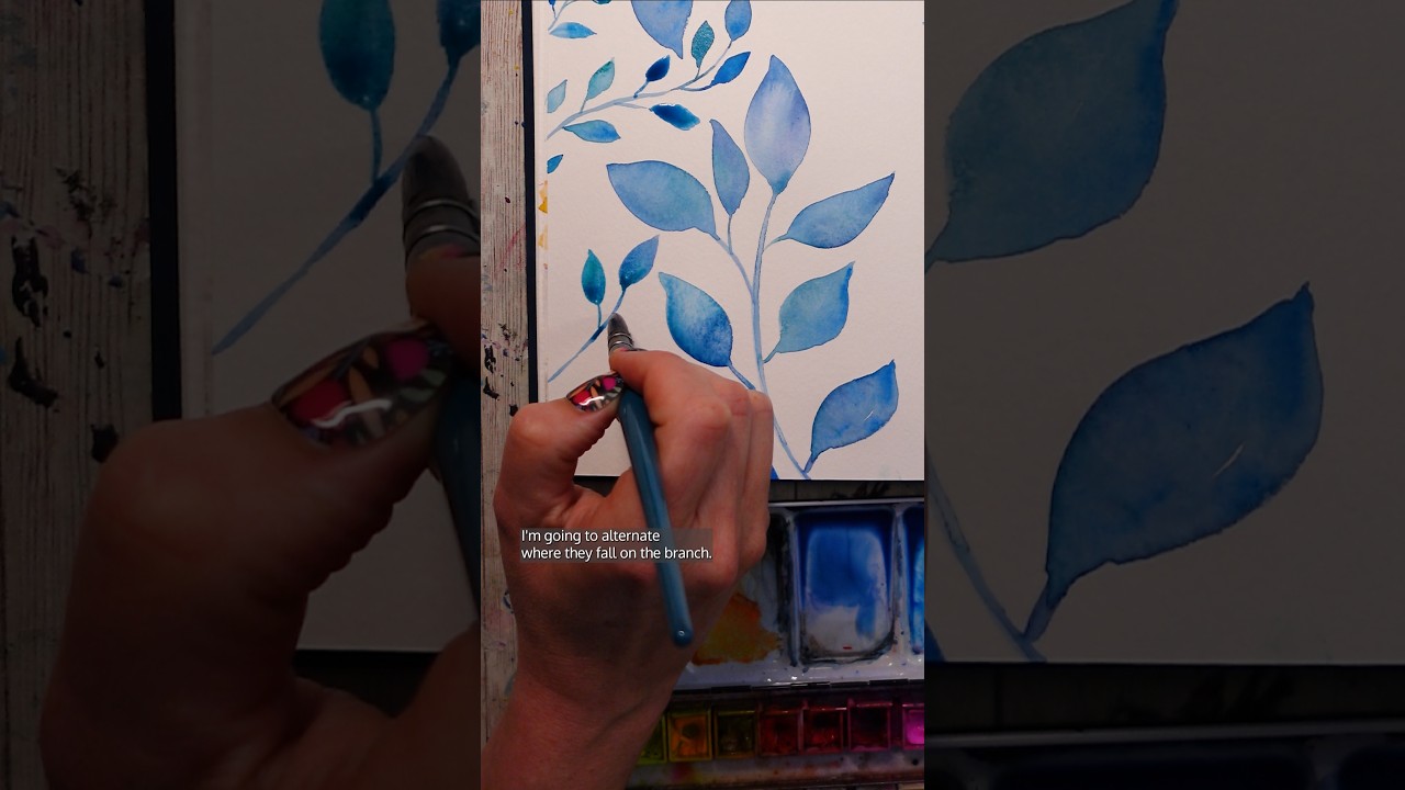 Painting peaceful watercolor leaf patterns always makes my brain feel calmer